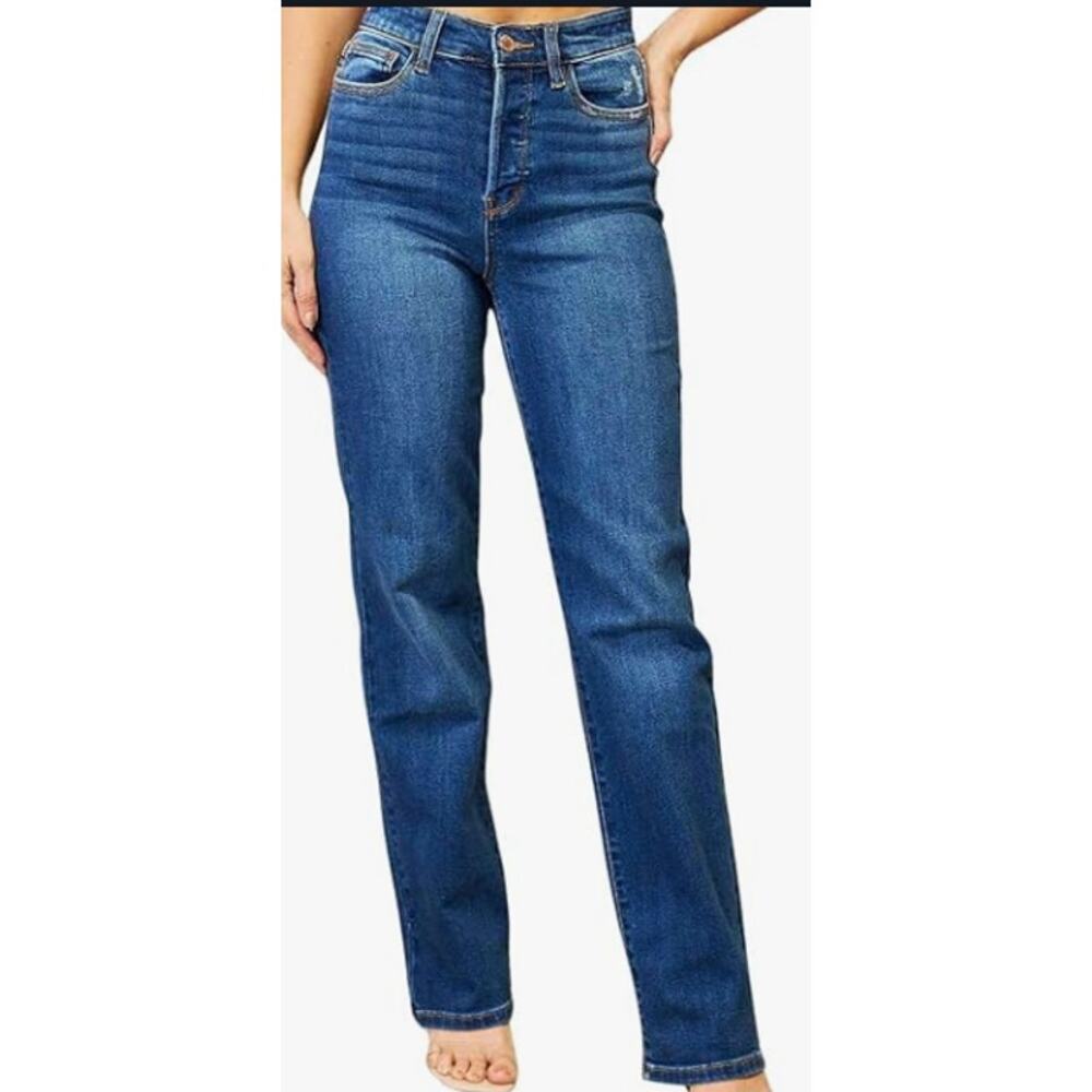 Judy Blue High Rise Hidden Button Fly Dad Jeans sz 5/… - Gem